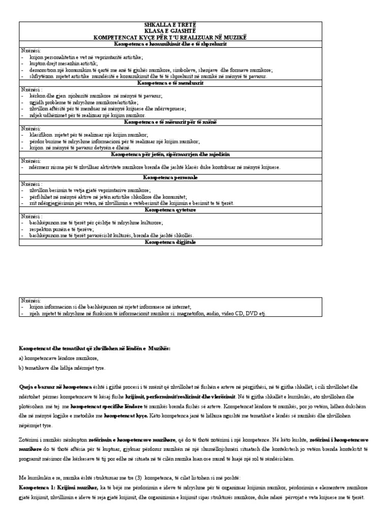 Nadi Muzika 6 Plani Mesimor | PDF