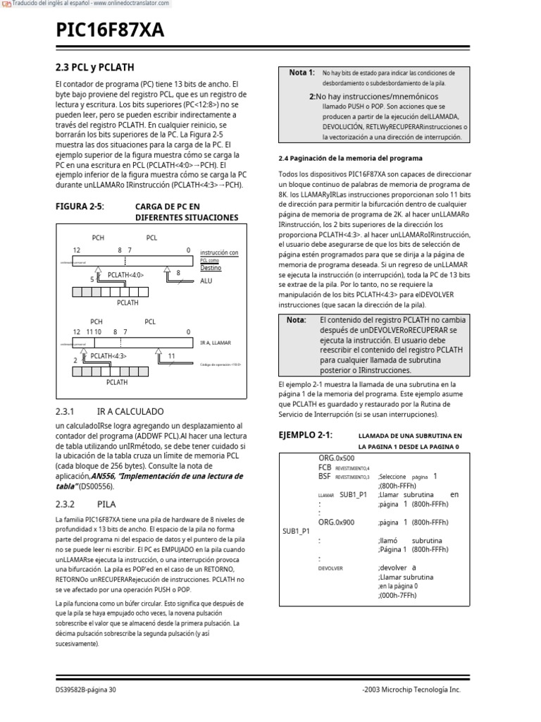 PIC16F87XA PCLATH - 32-34.en - Es | PDF