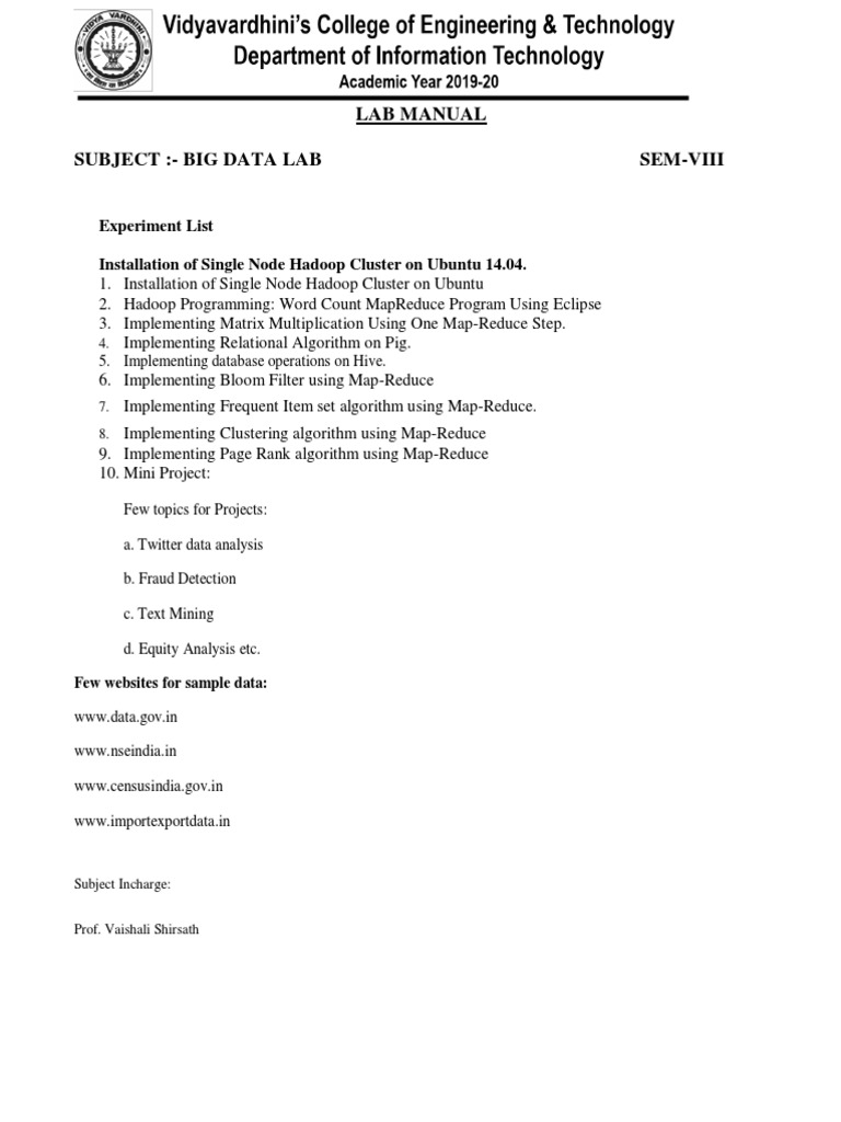 Bda Lab Manual | PDF | Apache Hadoop | Matrix (Mathematics)