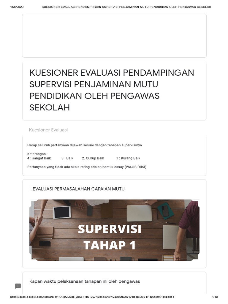 Kuesioner Evaluasi Pendampingan Supervisi Penjaminan Mutu Pendidikan Oleh Pengawas Sekolah-2 ...