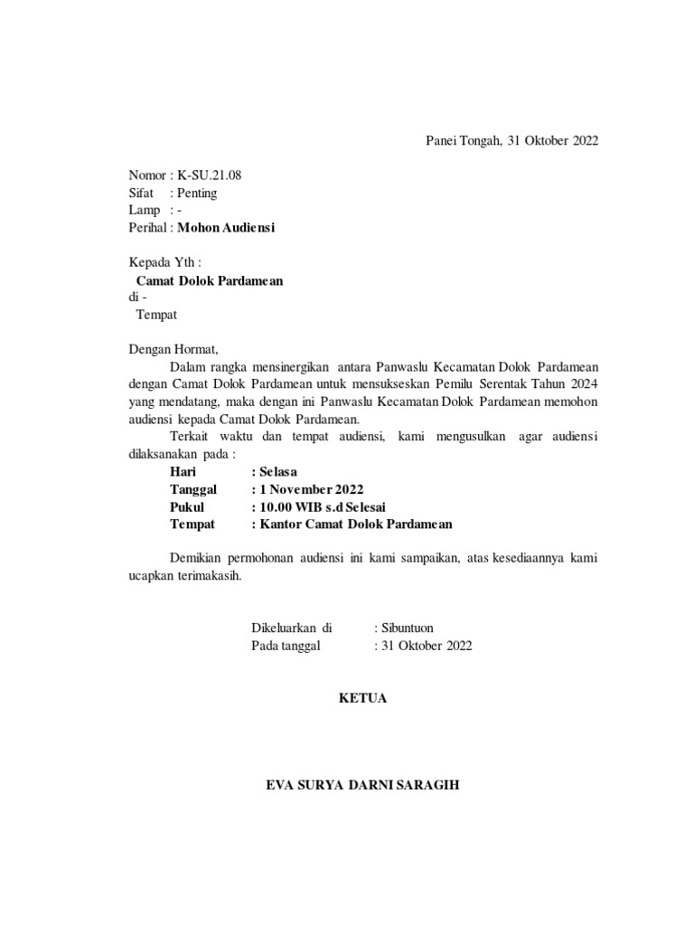 Permohonan Audiensi Pemilu 2024 | PDF | Griya & Taman | Seni