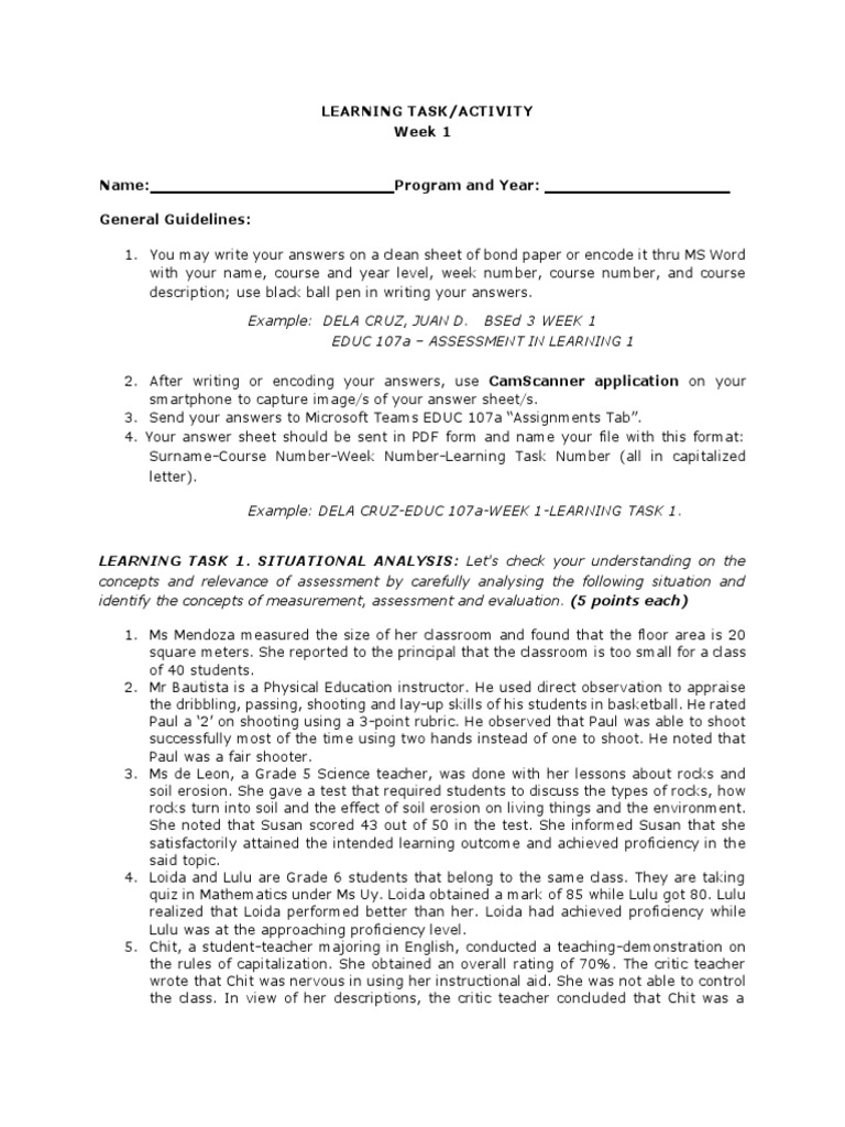 Learning Task 1 | PDF | Teachers | Rubric (Academic)