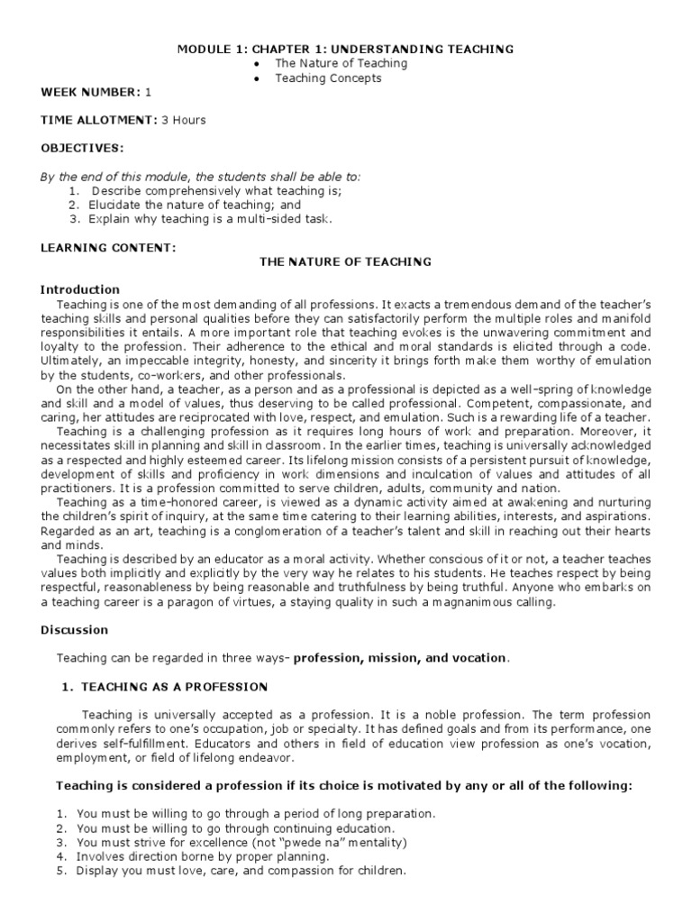 Educ 104 Module 1 | PDF | Teaching Method | Teachers