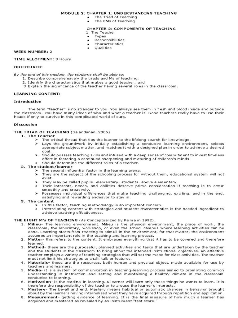 Educ 104 Module 2 | PDF | Teaching Method | Learning