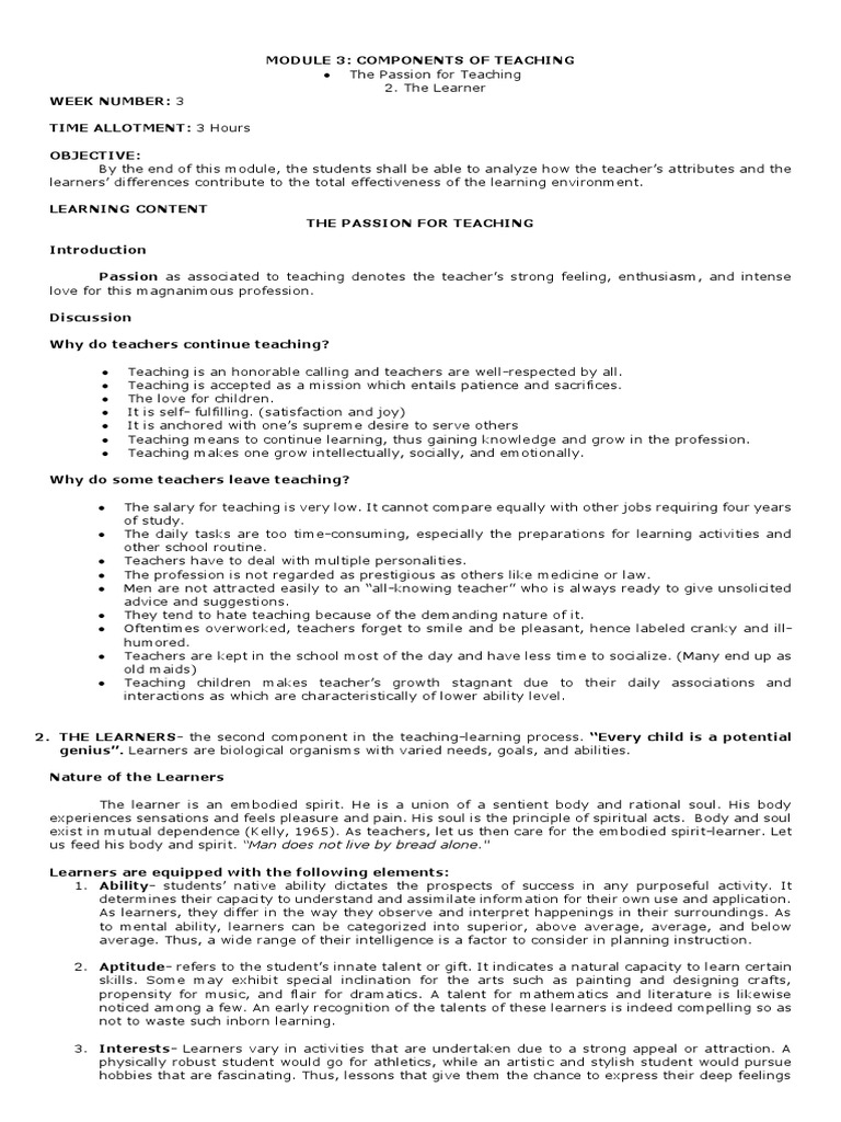 Educ 104 Module 3 | PDF | Learning | Teachers