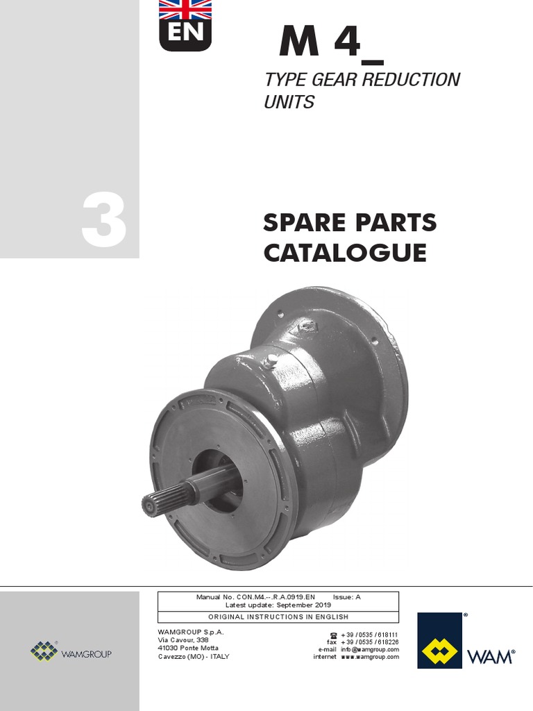 Spare Parts Catalogue: Type Gear Reduction Units | PDF | Gear | Washer ...