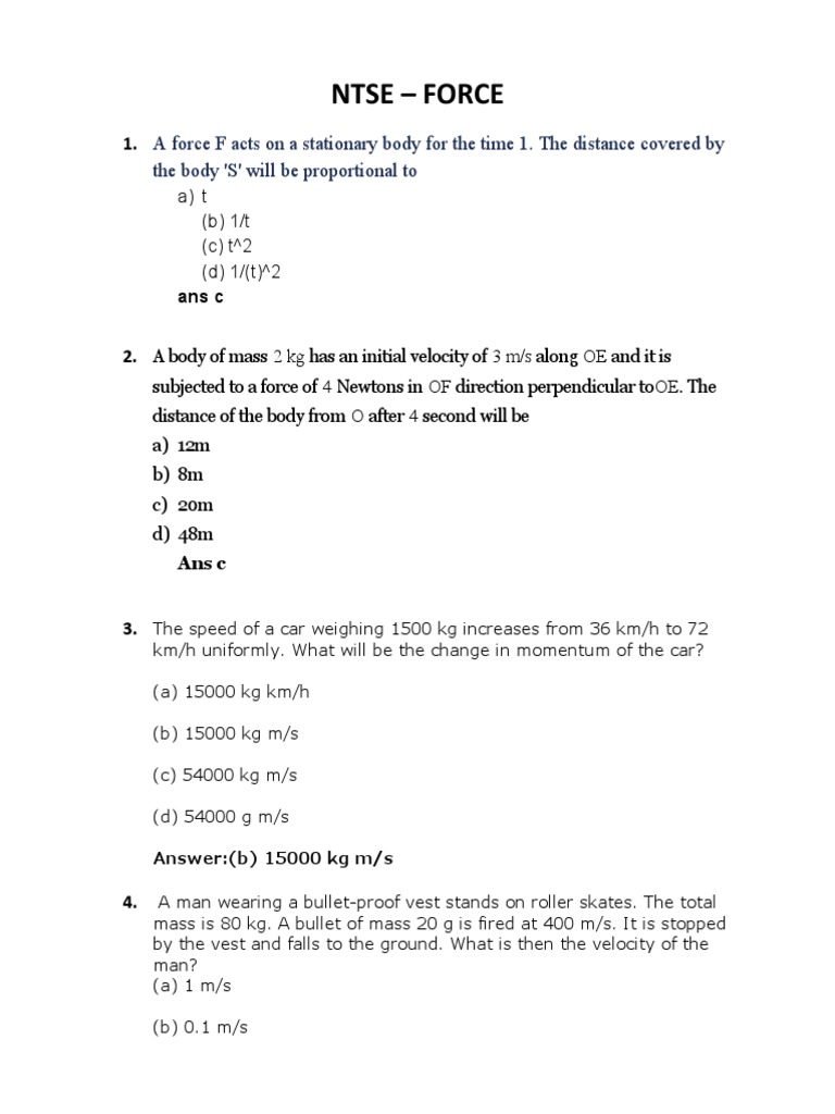 Force Questions | PDF | Force | Tension (Physics)