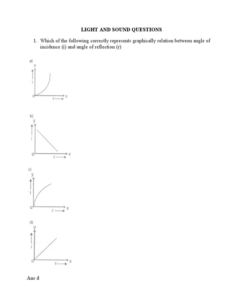Light and Sound Worksheet Answers | PDF