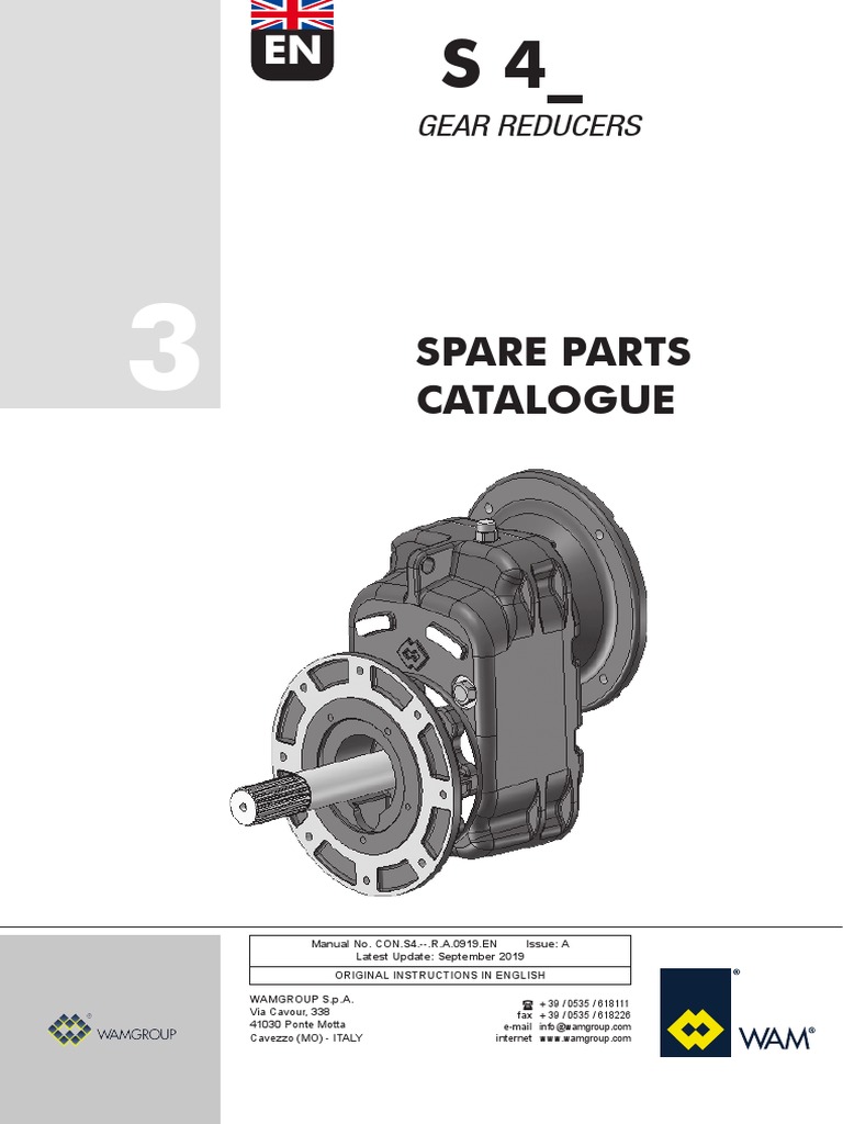 Spare Parts Catalogue: Gear Reducers | PDF | Gear | Washer (Hardware)