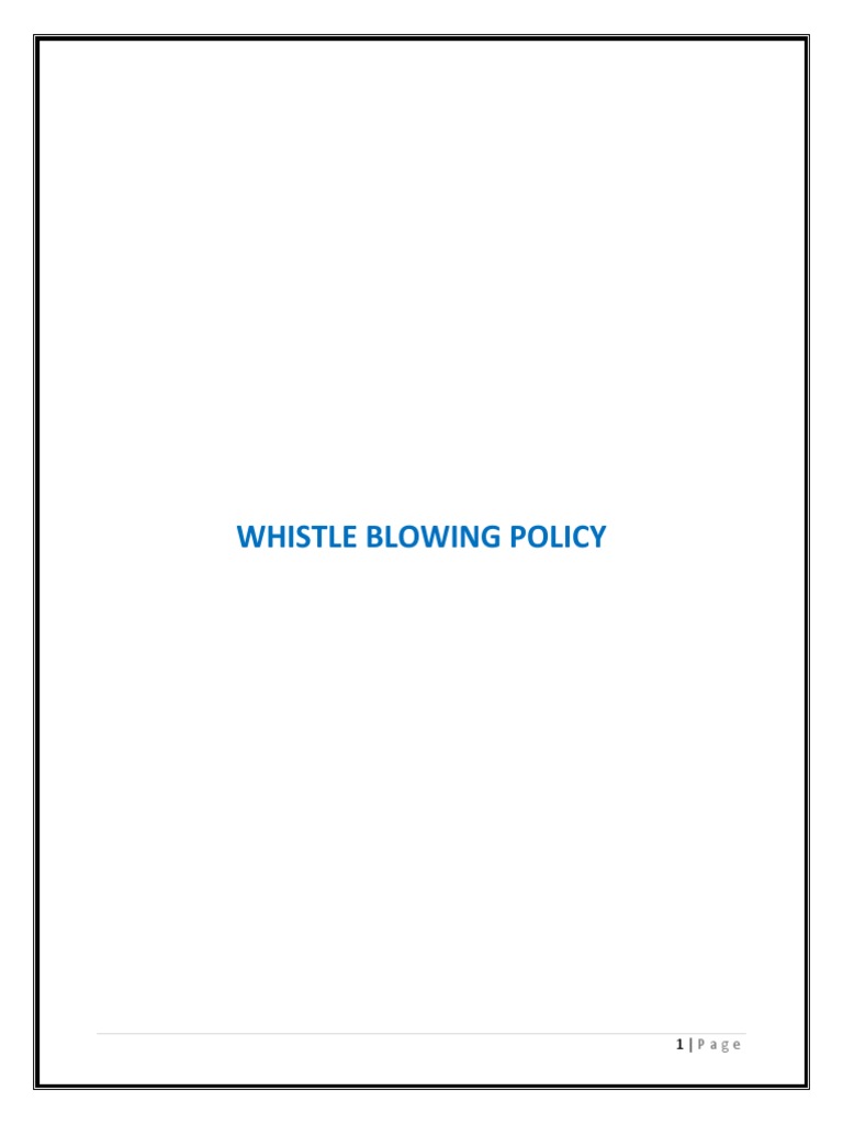 Whistle Blower Policy | PDF | Whistleblower | Discovery (Law)