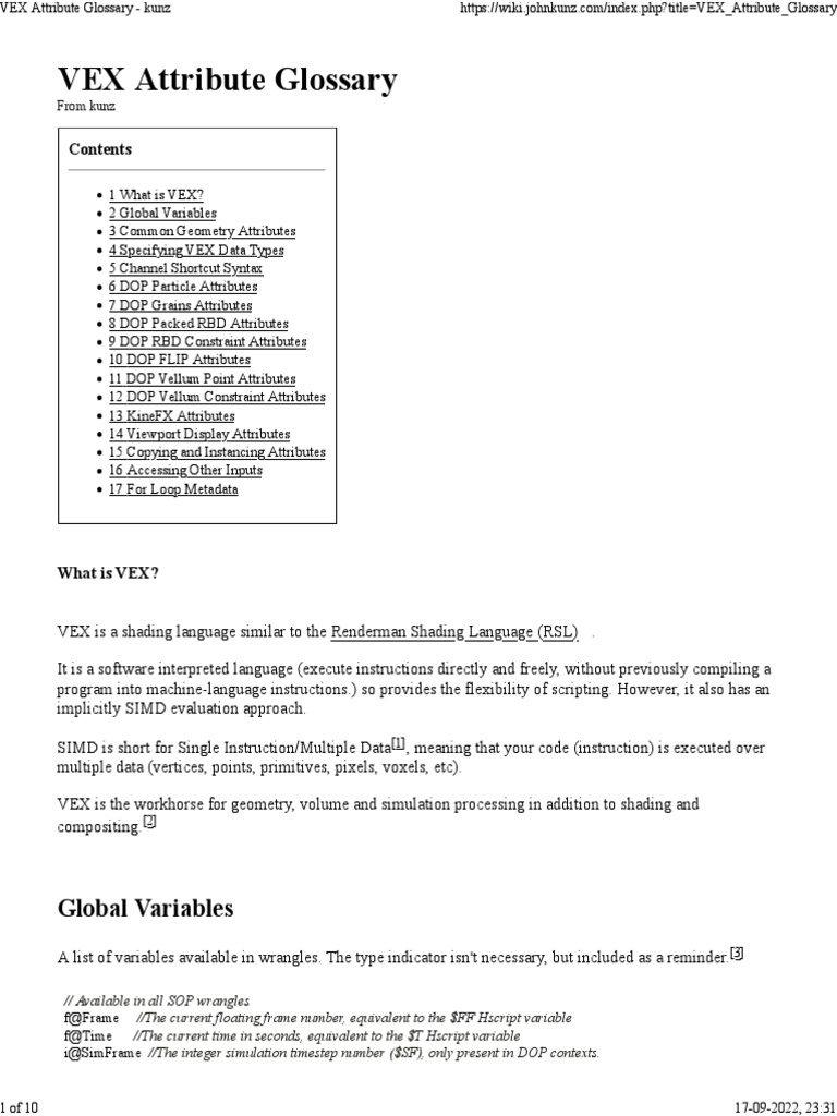VEX Attribute Glossary | PDF | Rotation Around A Fixed Axis | Mechanics