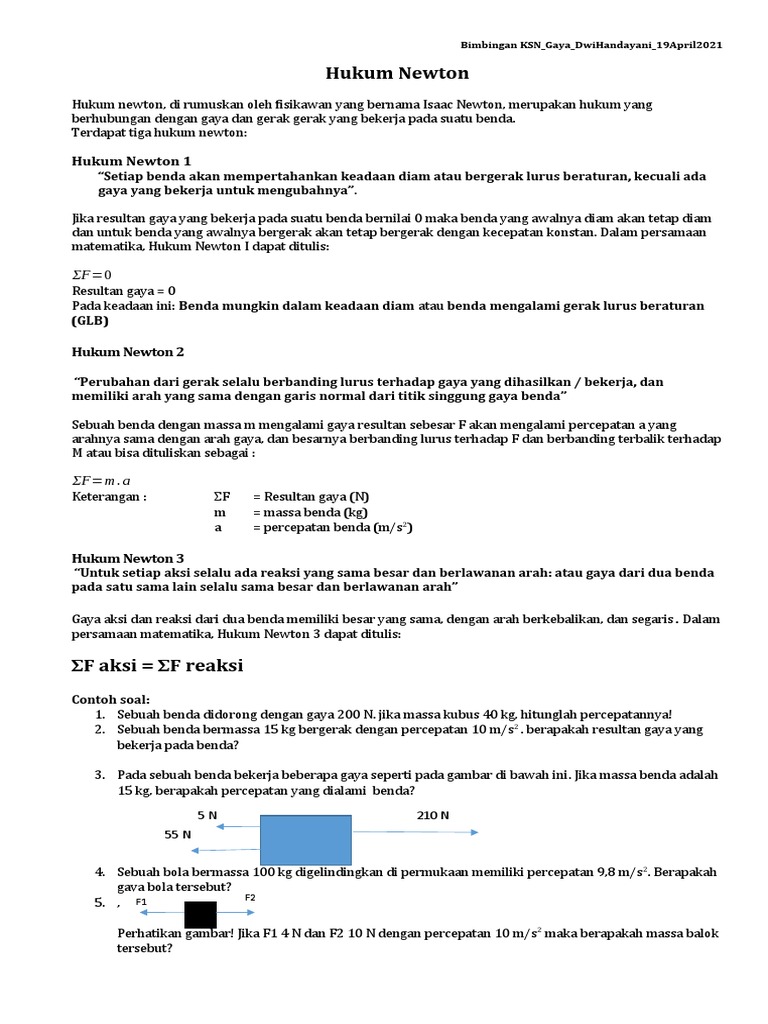 Hukum Newton: Penjelasan dan Contoh Soal | PDF | Filsafat | Metode ...