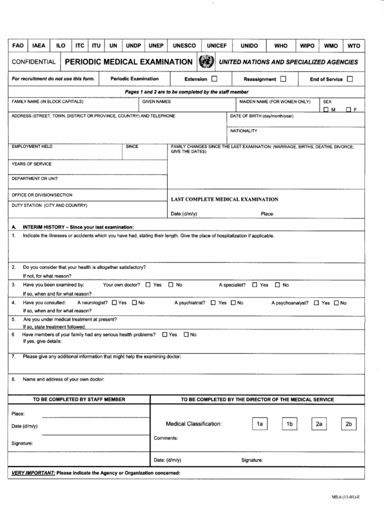 Periodical Medical Examination Form | PDF
