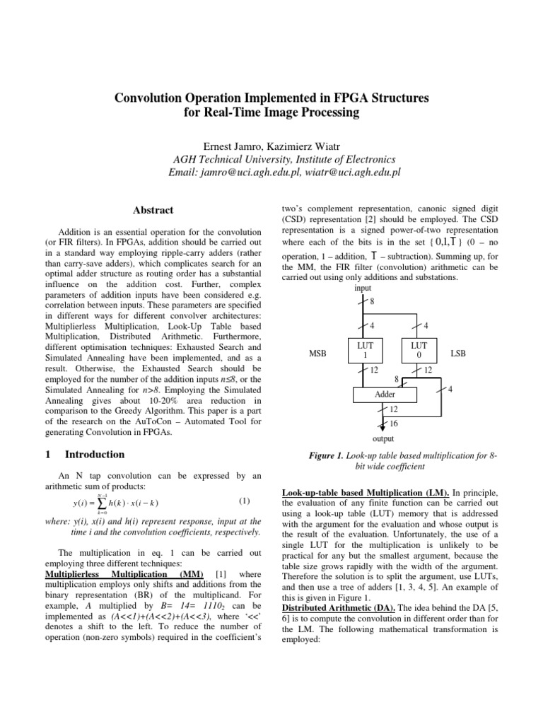 Convolution Fpga Pdf Field Programmable Gate Array Multiplication 