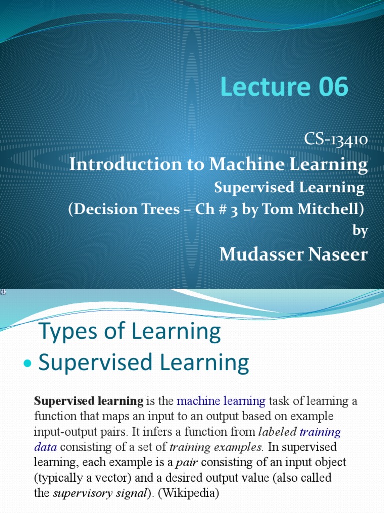 ML-Lec-06-Supervised Learning-Decision Trees | PDF | Statistical ...