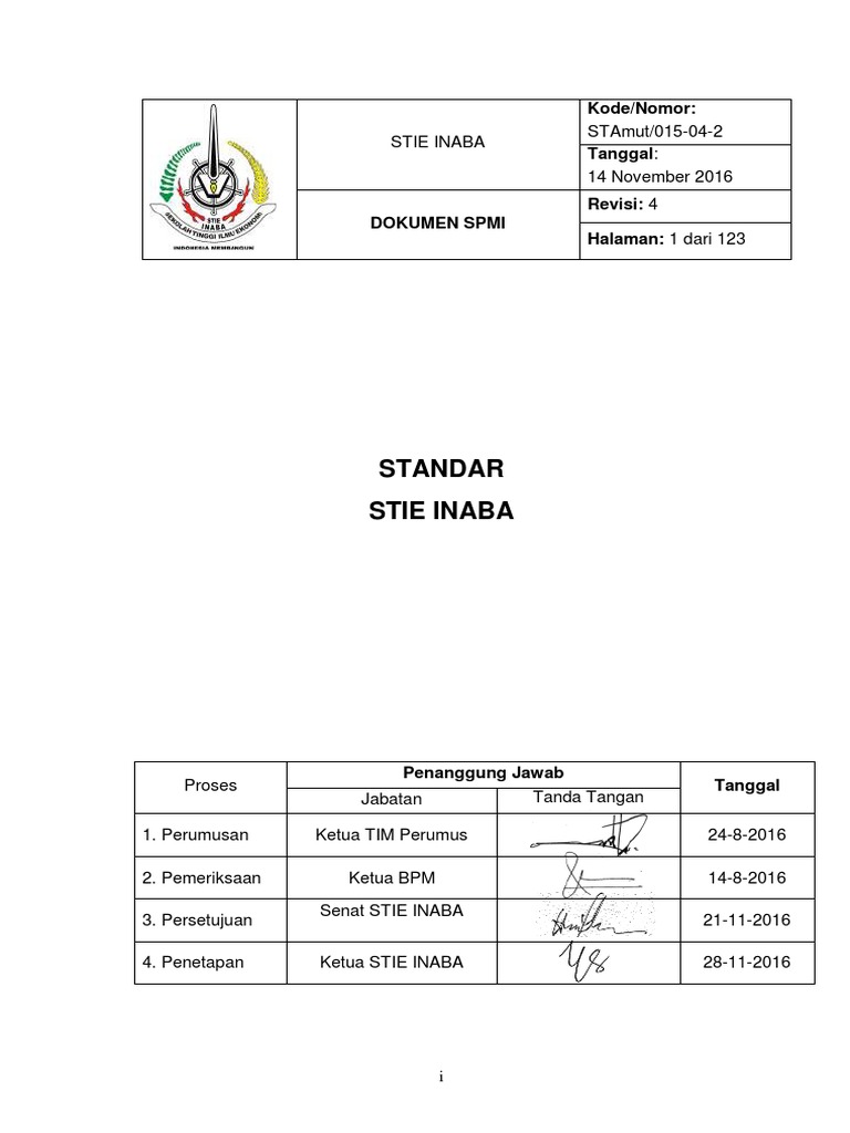 Standar Stie Inaba | PDF | Teknologi & Rekayasa