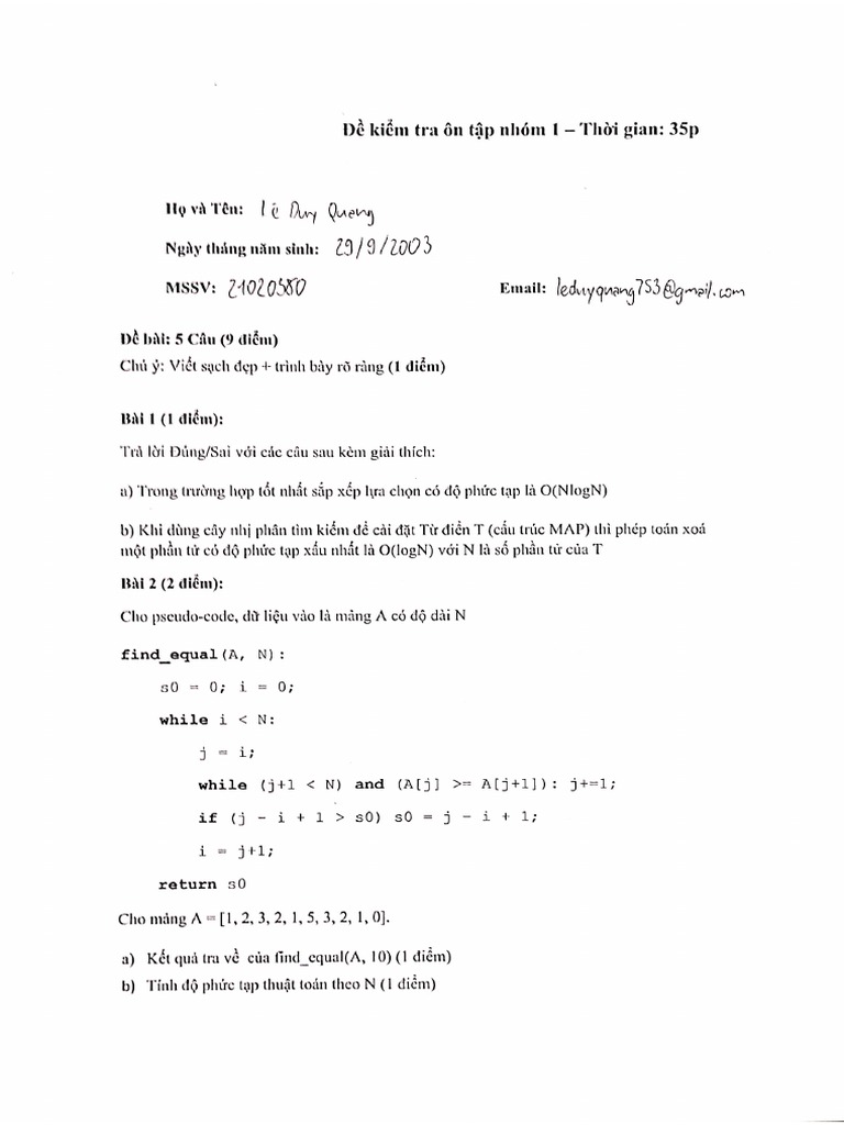 Data Structures And Algorithms Midterm Exam Pdf 