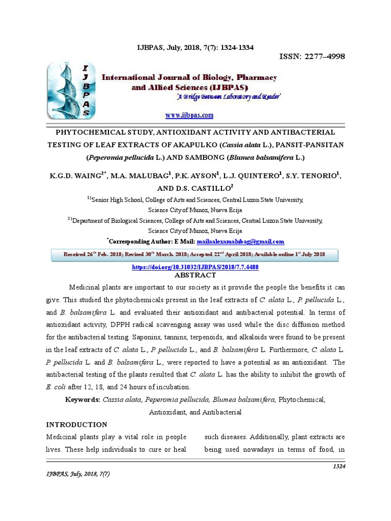 MS Ijbpas 2018 4488 | PDF | Ultraviolet–Visible Spectroscopy ...