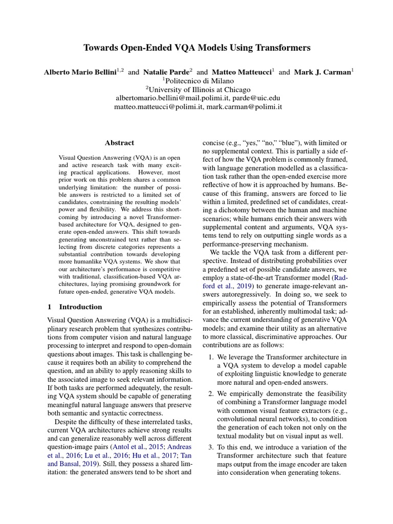 Transformers for Open-Ended VQA Models | PDF | Systems Science | Learning