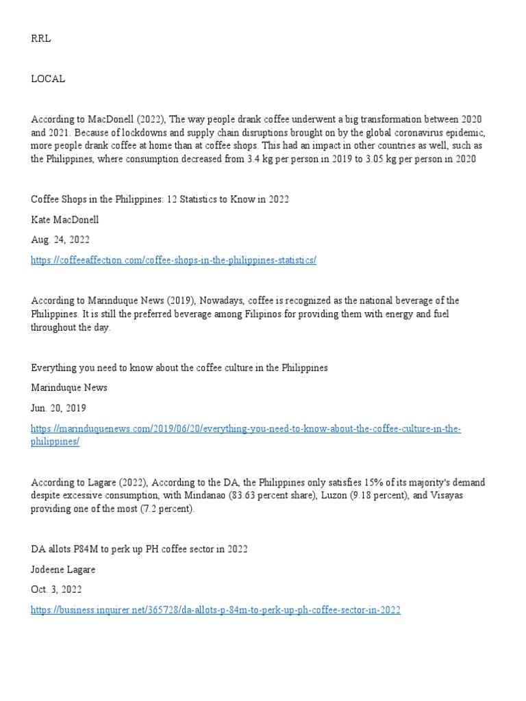 RRL Local&foreign | PDF | Caffeine | Coffee