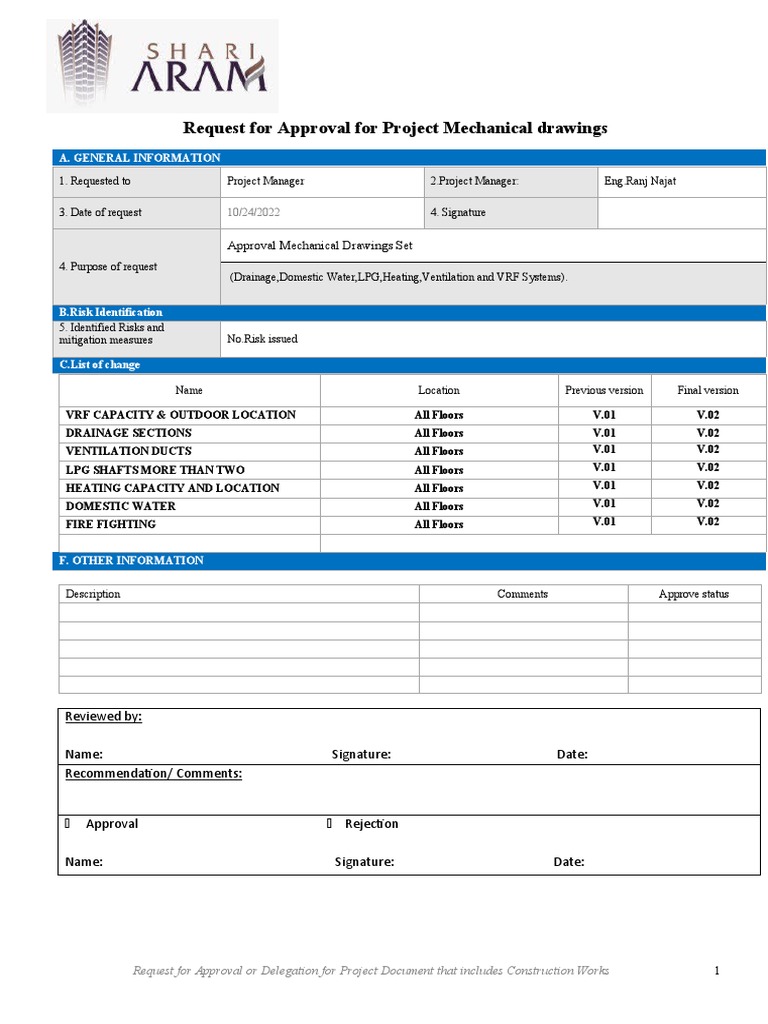 Example Construction Rfa Template | PDF
