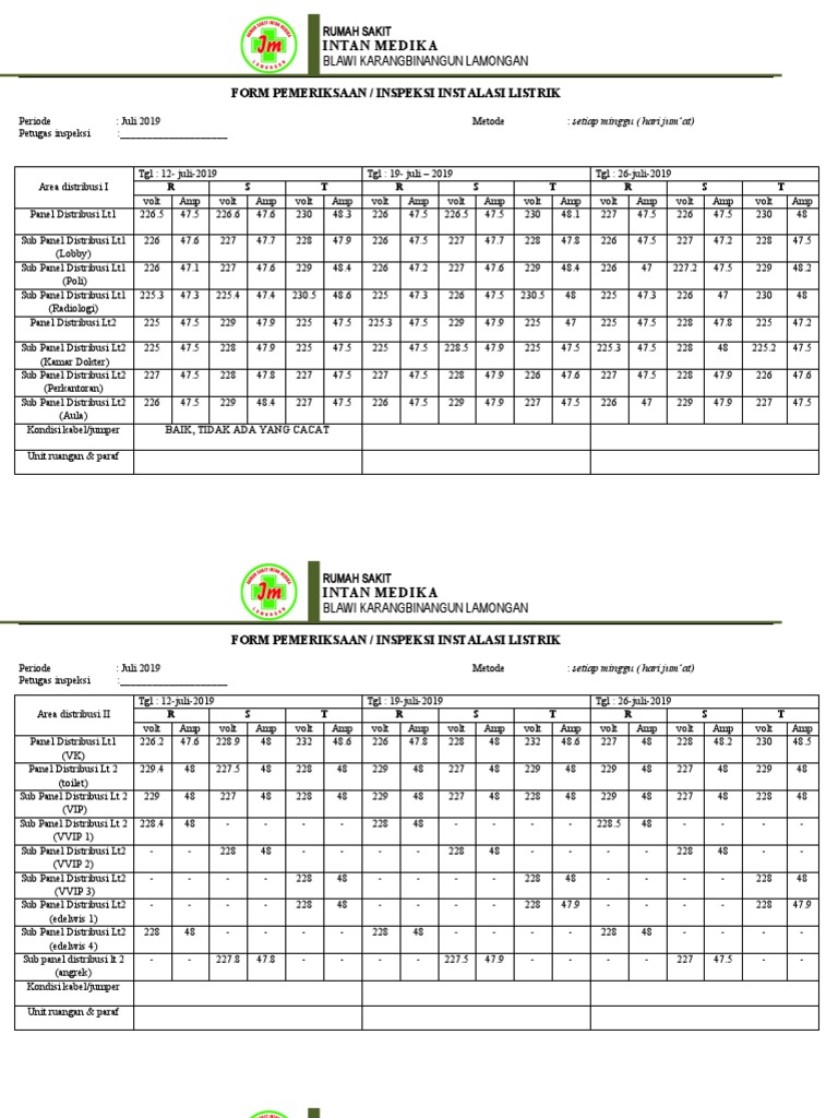 Form Inspeksi Listrik Terisi | PDF