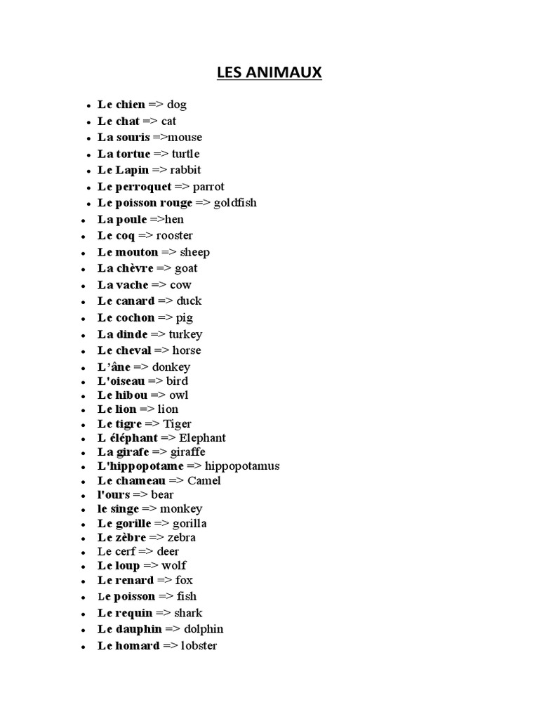 Les Animaux | PDF