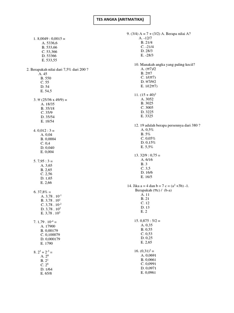 Tes Angka | PDF