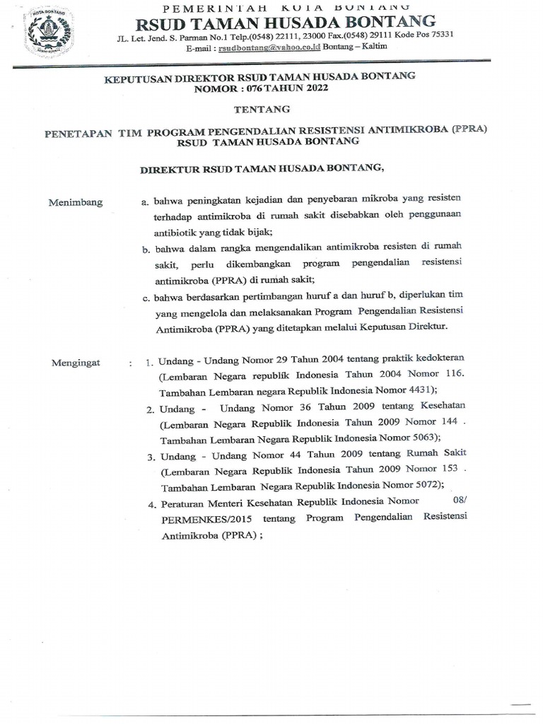 SK TIM Penetapan Tim PPRA | PDF