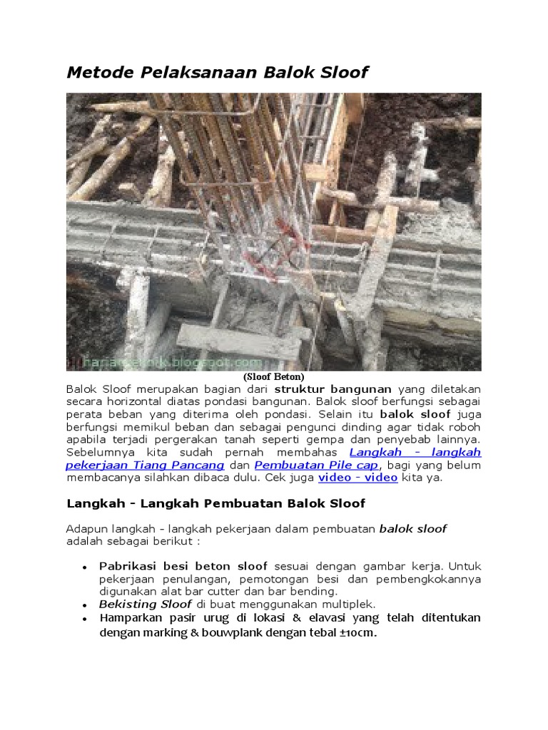 Metode Pelaksanaan Balok Sloof | PDF