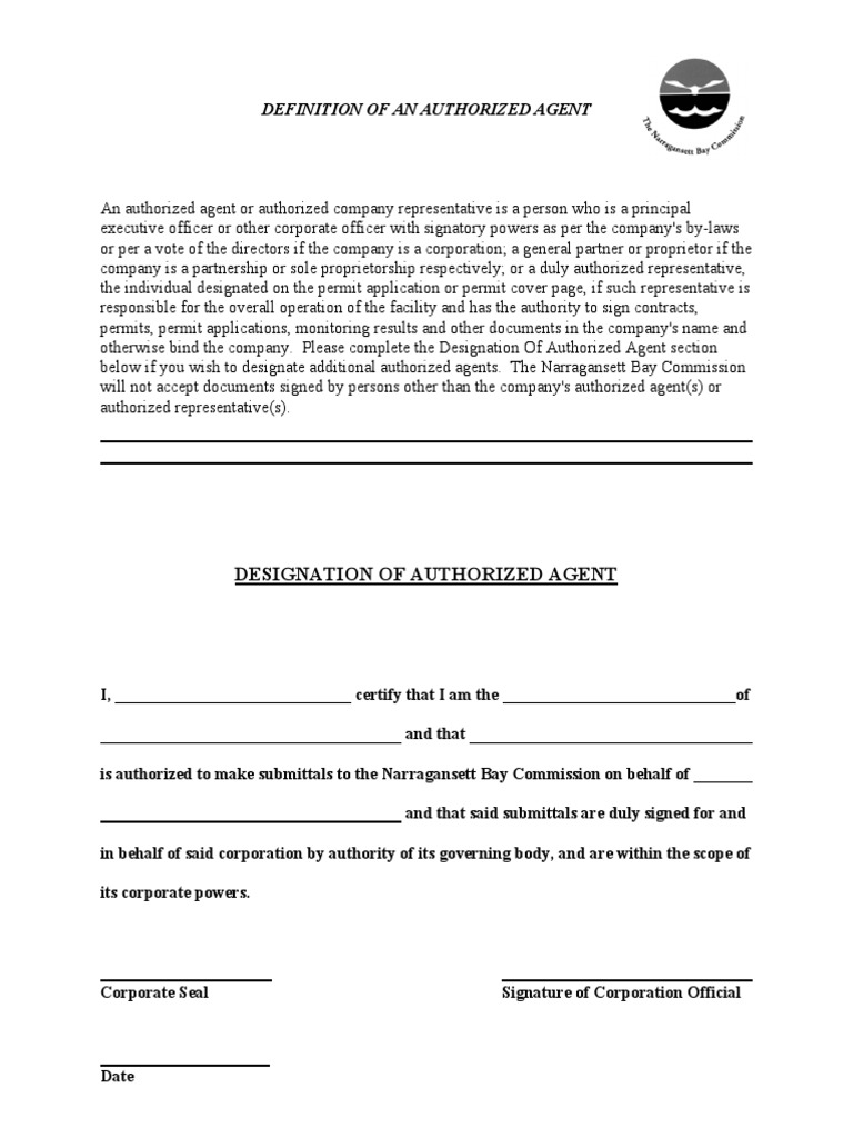 Designation of Authorized Agent Form | PDF