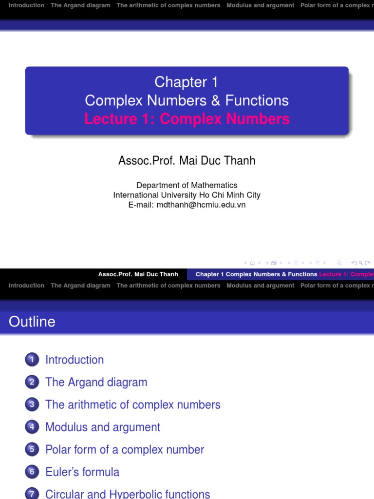 L1C11 - Complex Numbers | PDF | Complex Number | Exponential Function