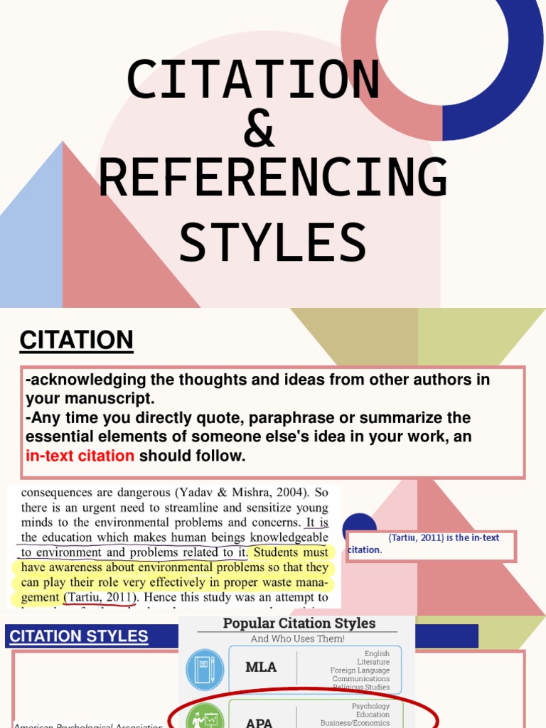 5-Citation and Referencing Styles | PDF | Citation | Apa Style