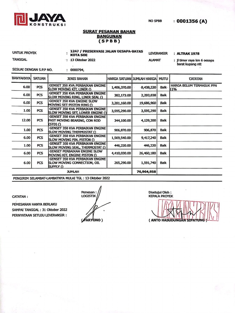 PO Altrak 1978 - Genset | PDF