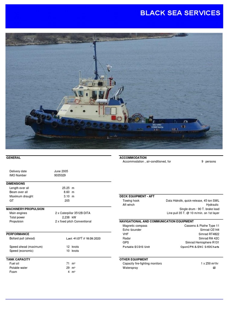 Jascon 4 Tug Specifications Overview | PDF | Ships | Shipping