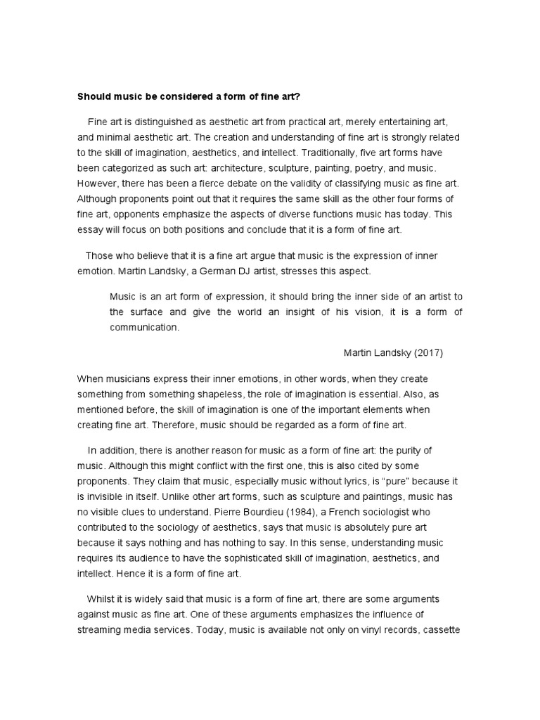 Music: A Debate on Fine Art Status | PDF | Fine Art | Aesthetics