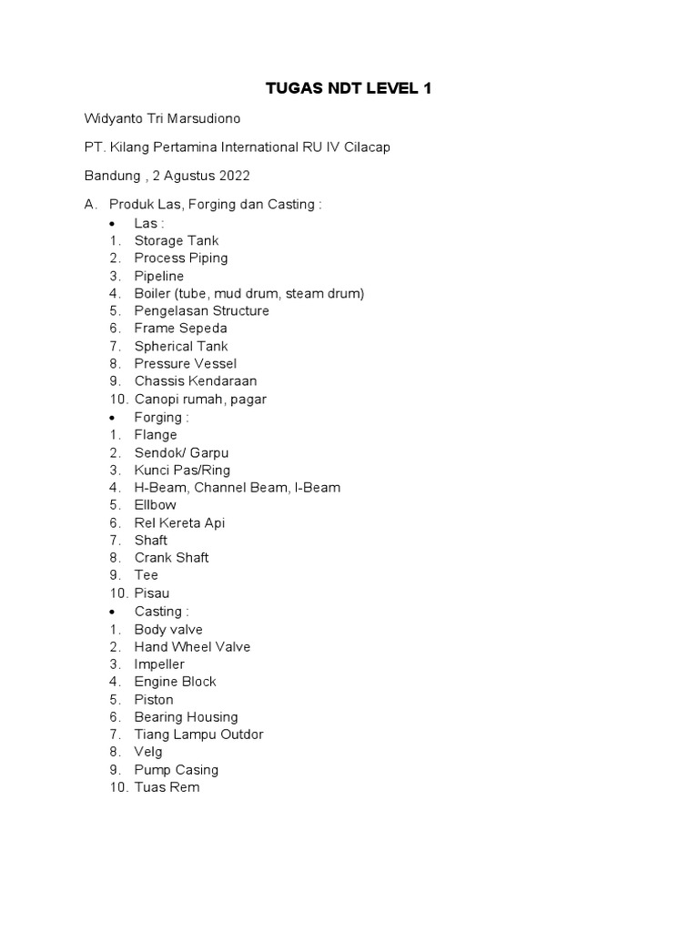 Tugas NDT Level 1 | PDF