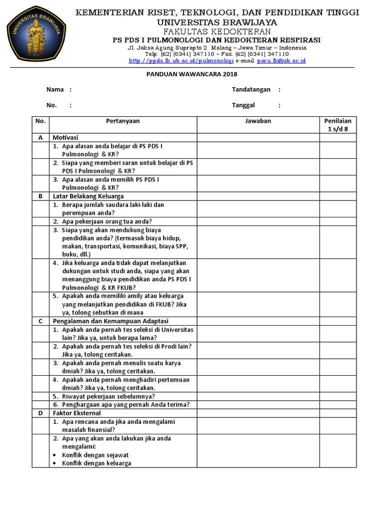 Interview Guidence CALON PPDS | PDF