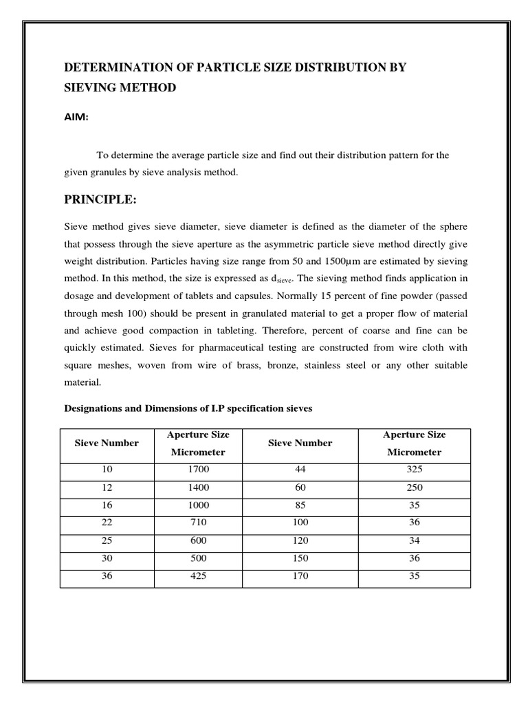 Particle Size Analysis by Sieving | PDF | Process Engineering | Chemistry