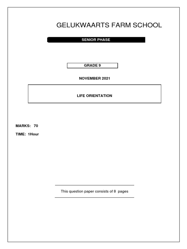 Life Orientation Grade 9 Question Paper November 2015 | PDF | Mahatma ...