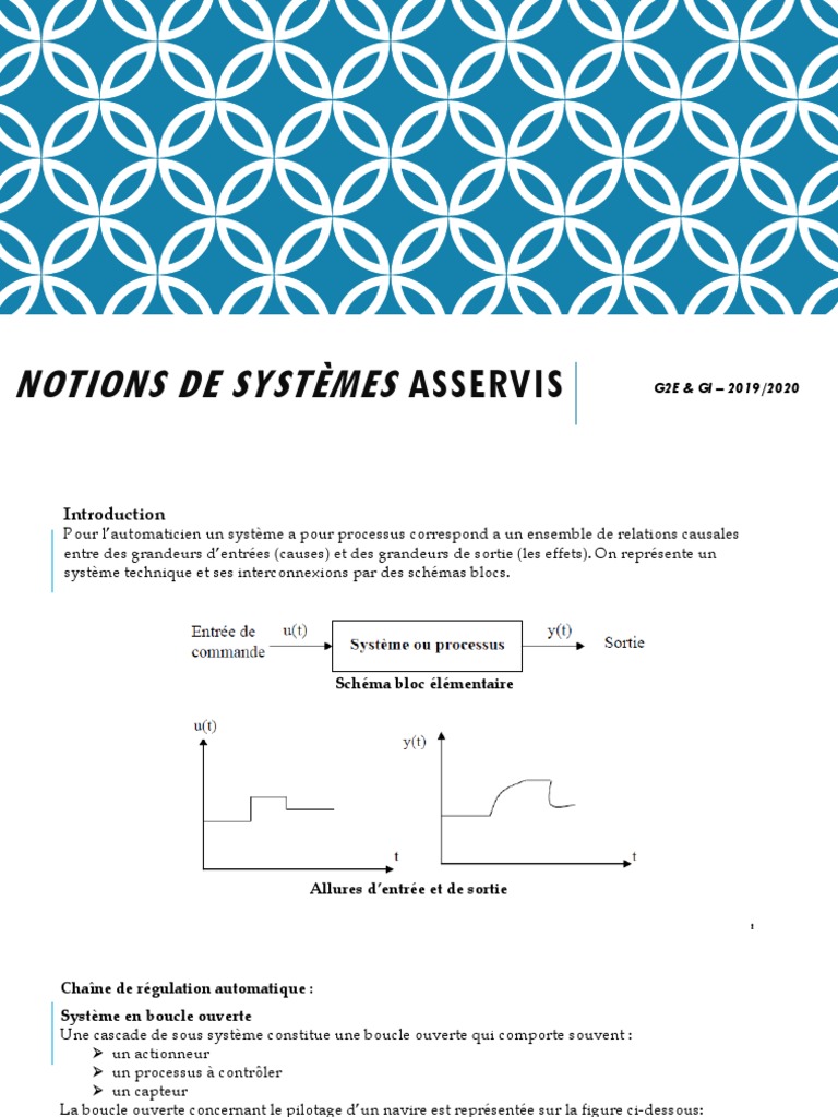 Chap 1 - Notions de Systèmes Asservis | PDF | Automatisation | Transformation de Laplace