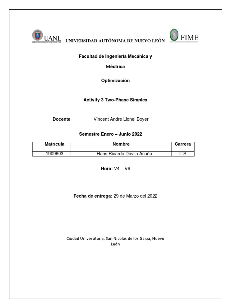 Two Phase Simplex | PDF