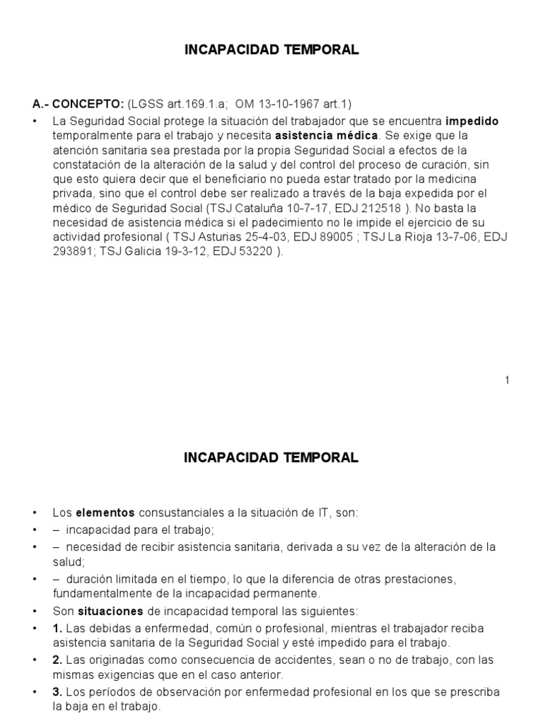 Incapacidad Temporal: Concepto y Cobertura | PDF | Economias | Business
