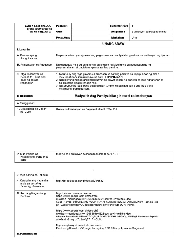 DLL ESP 8 Modyul 1 | PDF