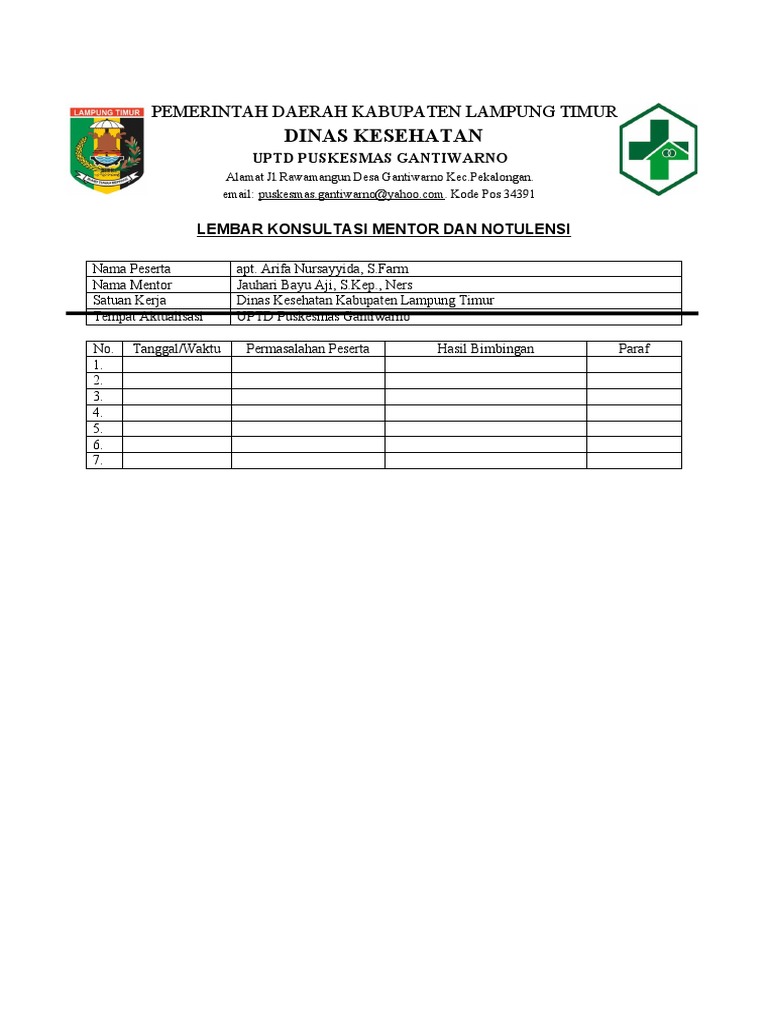 Lembar Konsultasi Mentor | PDF