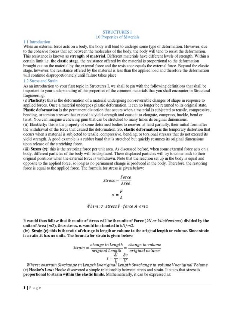 Structures I | Download Free PDF | Deformation (Engineering) | Young's Modulus