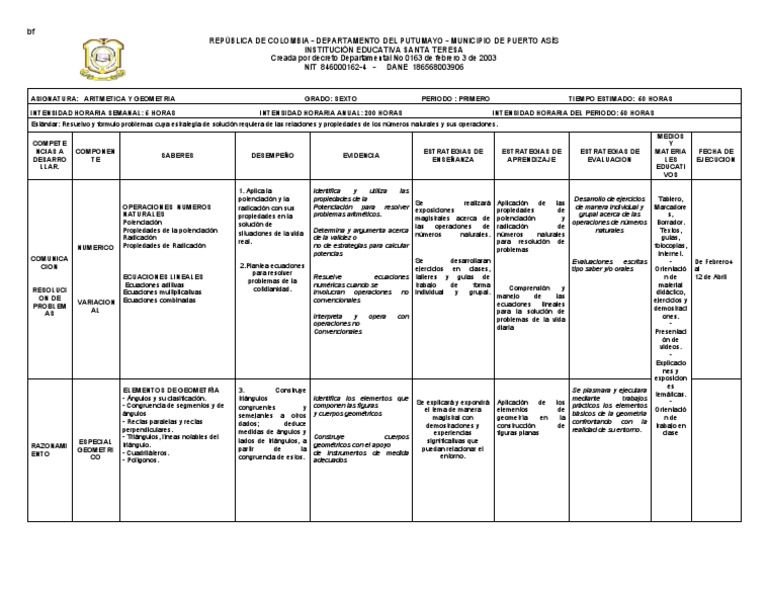 Plan de Clase 6° PI - 2019 | PDF | Geometría | Triángulo