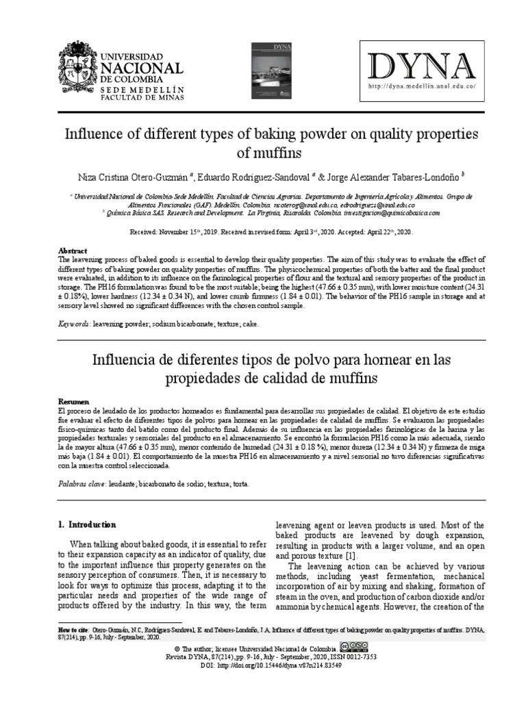 Influence of Different Types of Baking Powder On Quality Properties of ...
