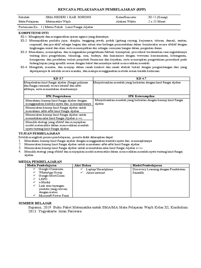KD 3.7 Limit Fungsi Aljabar-Dikonversi | PDF | Sains & Matematika