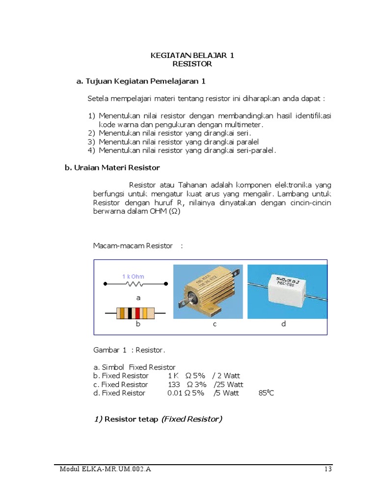 Kegiatan Belajar 1 Resistor | PDF